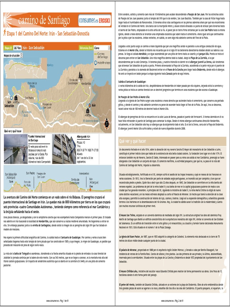 Camino de Santiago. Guia Completa Del Camino Del Norte | PDF