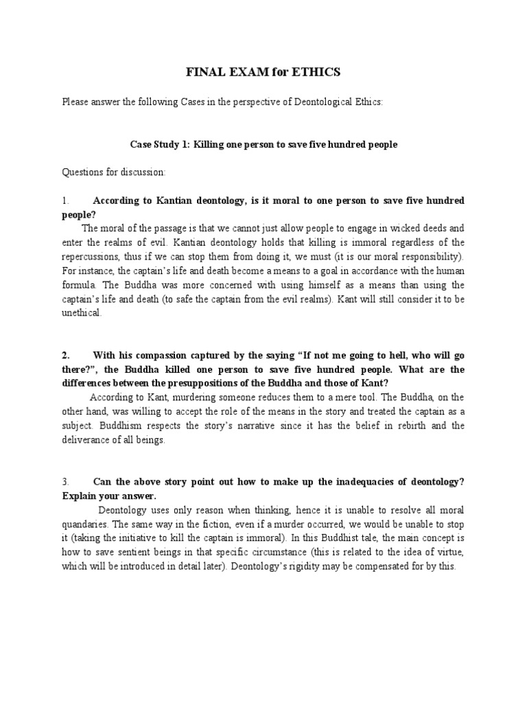 FINAL EXAM For ETHICS | PDF | Utilitarianism | Applied Ethics FINAL EXAM For ETHICS | PDF | Utilitarianism | Applied Ethics