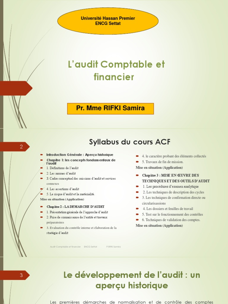 L'audit Comptable Et Financier: Pr. Mme RIFKI Samira | PDF | Audit ...