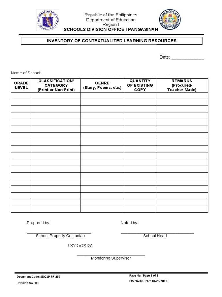 FR257 Inventory of Contextualized | PDF