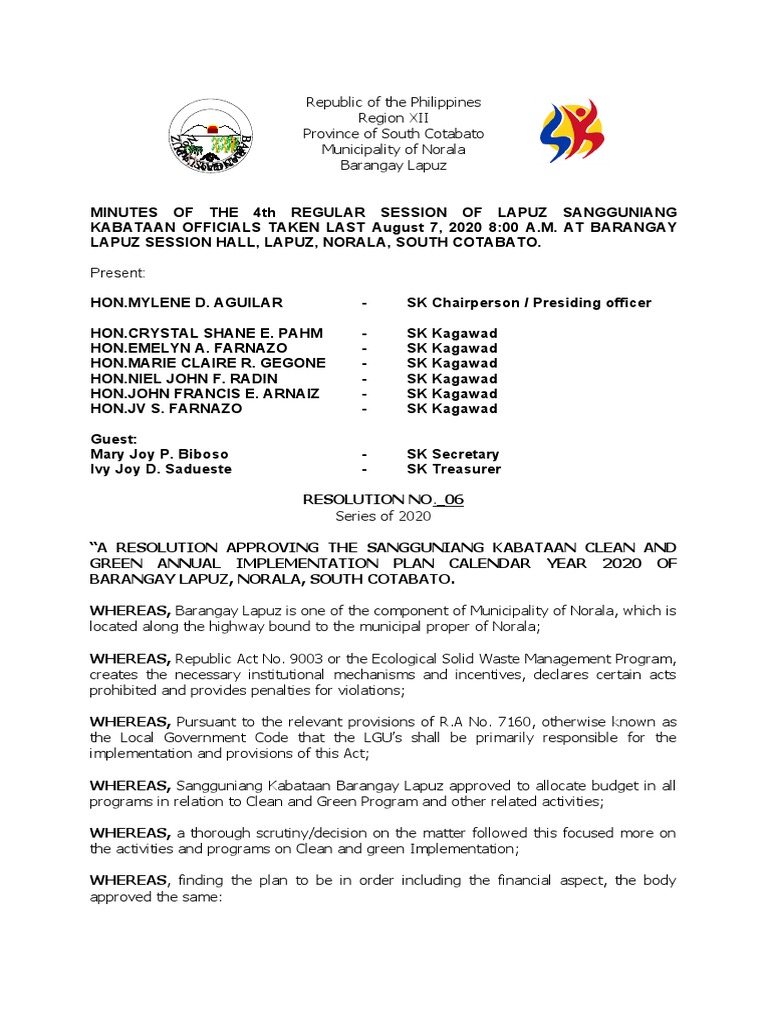 ReSO CLEAN AND GREEN 2020 SK | PDF | Justice | Crime & Violence