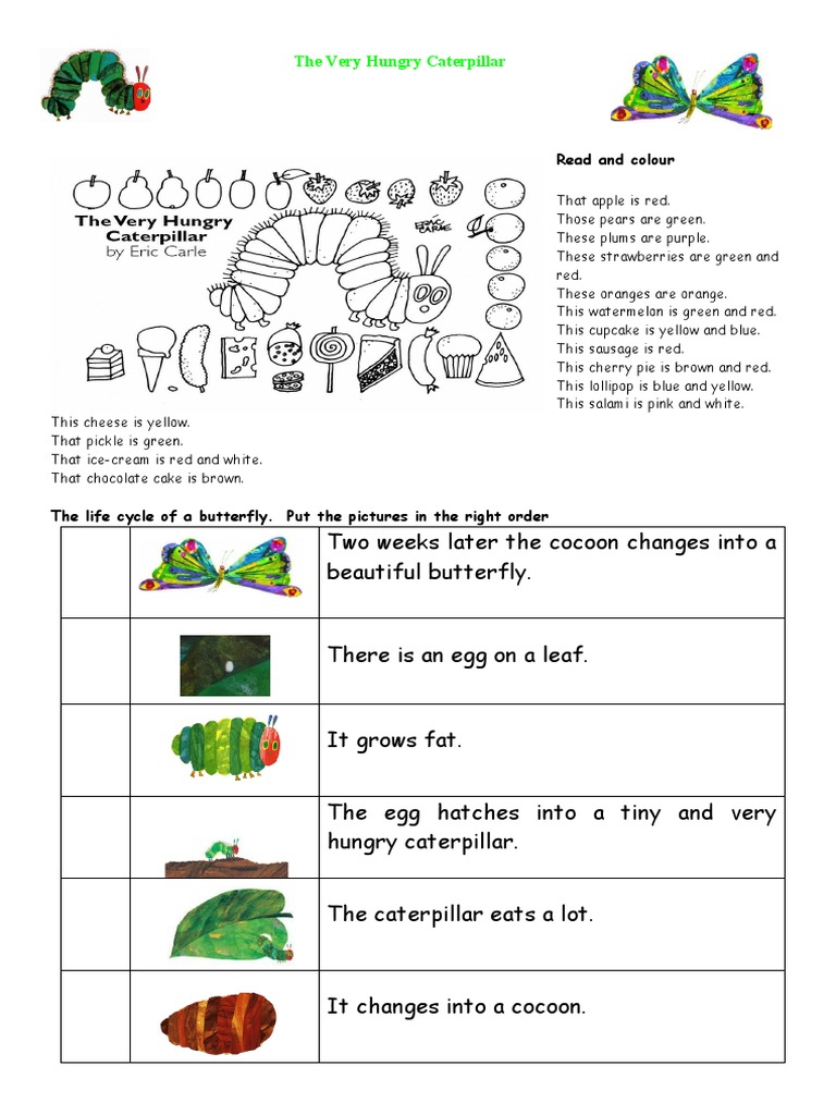 The Very Hungry Caterpillar Comprehension Fun Activities Games Warmers ...