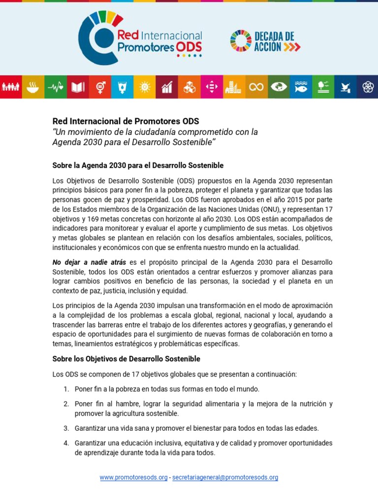 Presentación Institucional Promotores ODS - 2.2022 | Descargar gratis PDF | Sustentabilidad ...