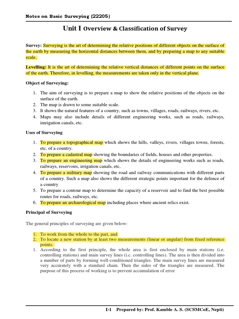 Unit I | PDF | Surveying | Topography