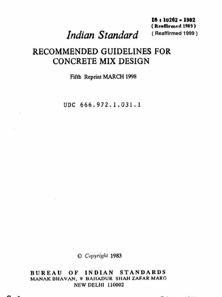 Is 10262 1982 | PDF | Technology & Engineering