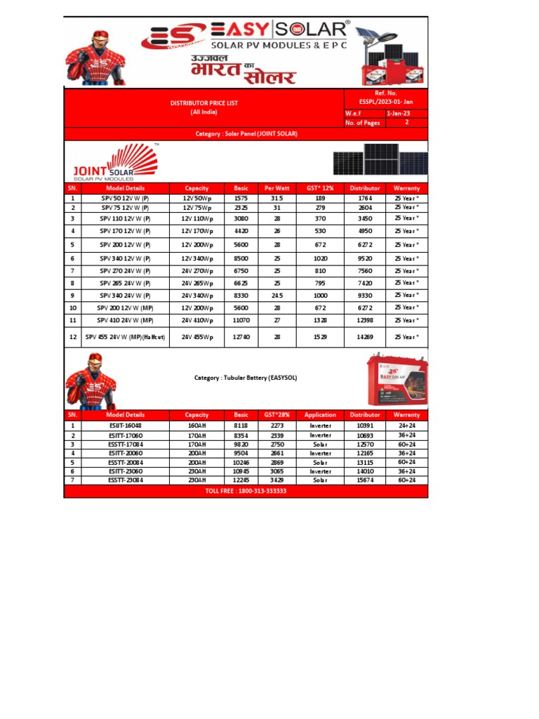 Easy Solar Distributor Price List Jan 2023 1 | PDF | Nature | Sustainable Energy