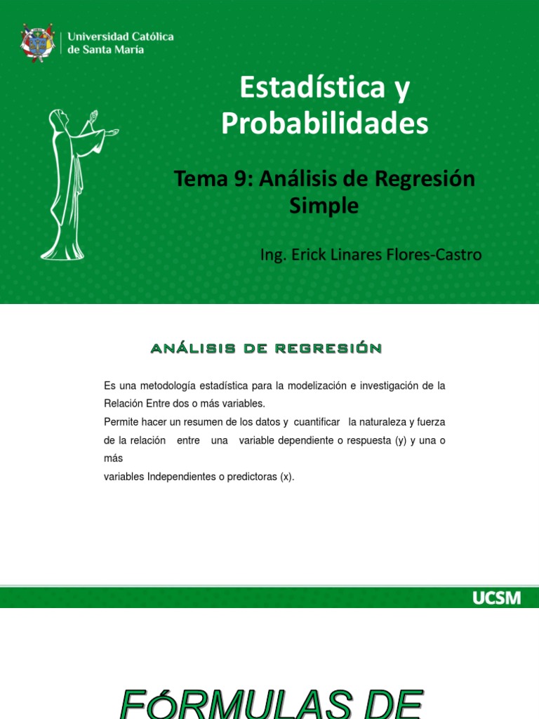 TEMA 9 - Regresión Lineal Simple - UCSM | PDF | Análisis de regresión | Estadísticas