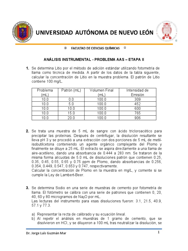 Ev02 - Aas Analisis Instrumental | PDF | Concentración | Ciencias fisicas