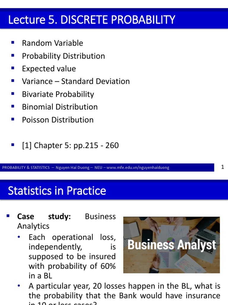 Lecture 5. Discrete Probability | PDF | Probability Distribution | Variance