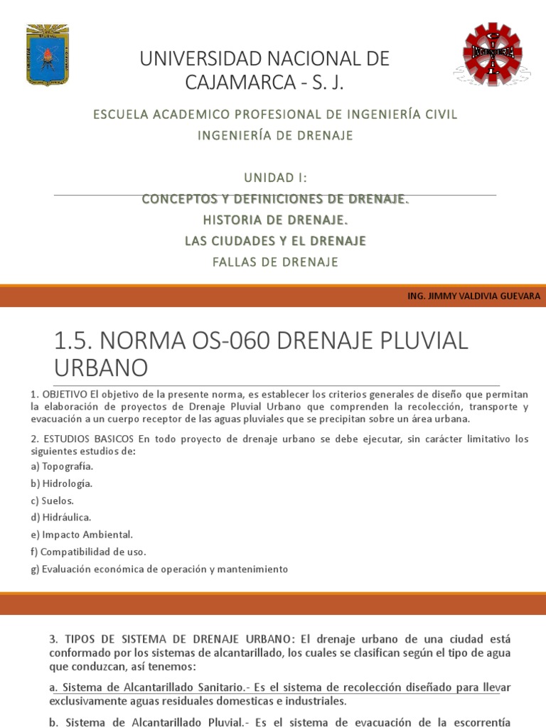 Diseño de Drenaje Pluvial Urbano | PDF | Alcantarillado | Tubería (transporte de fluidos)