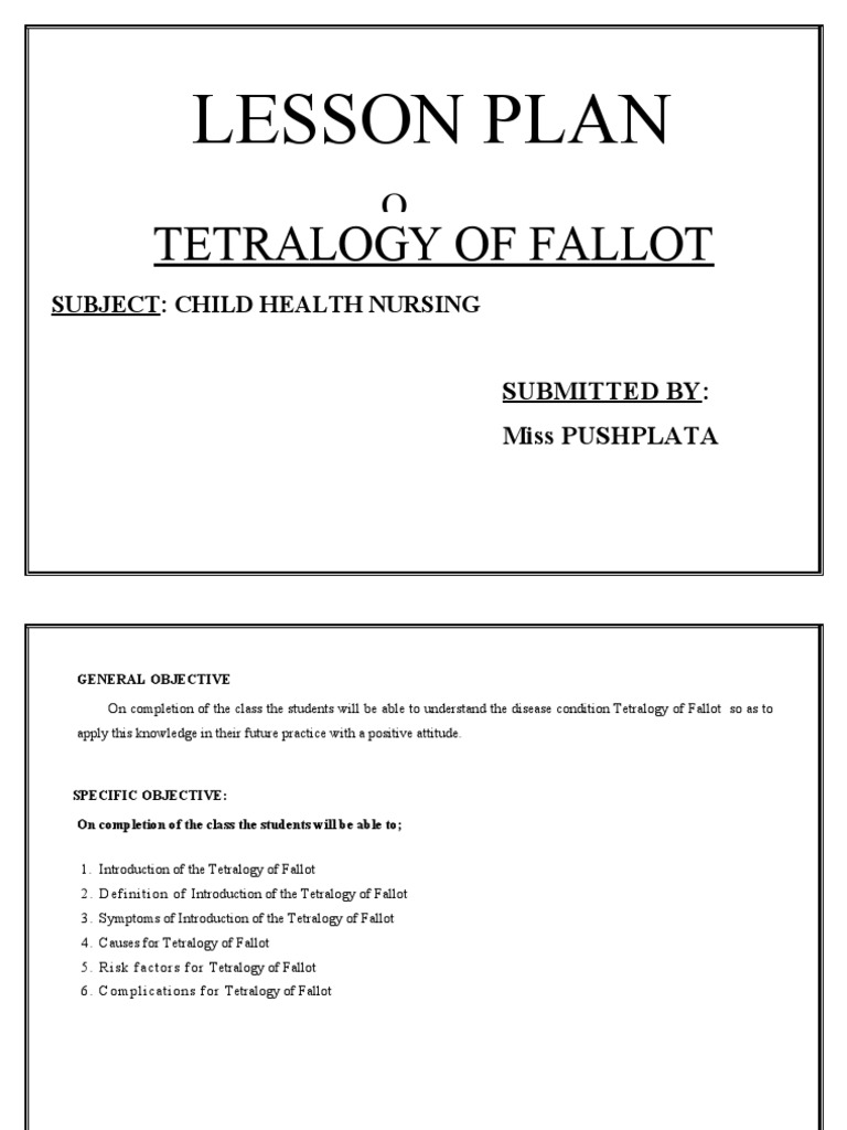 Tof Lesson Plan CHN | PDF | Ventricle (Heart) | Heart