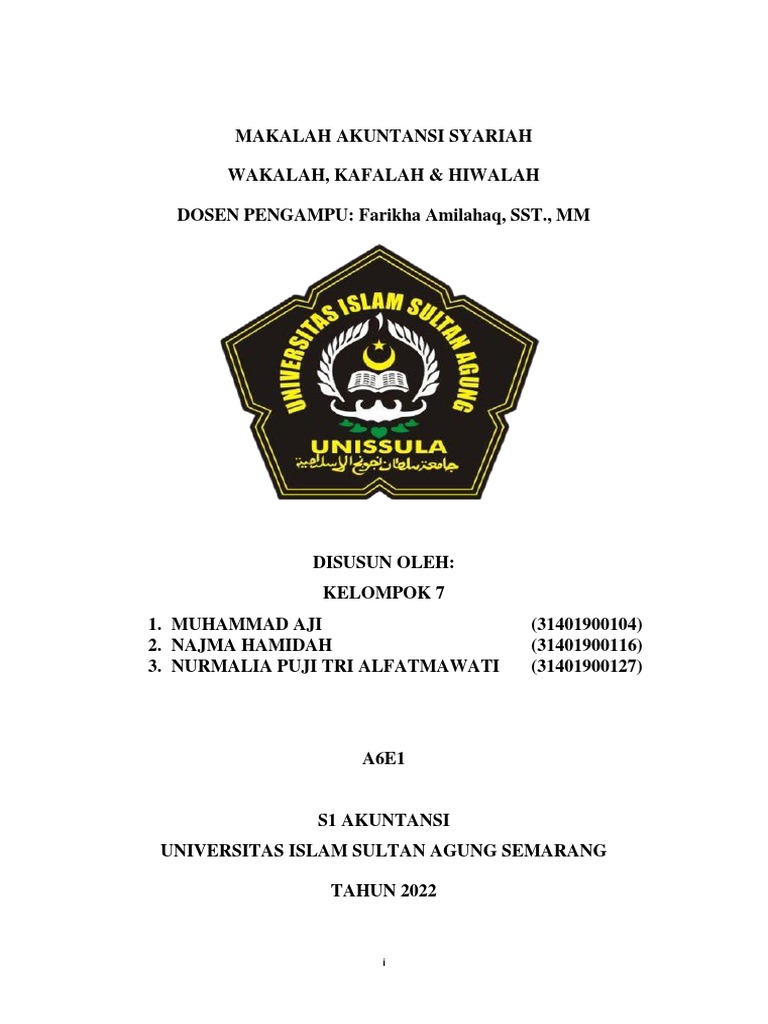 Makalah Kel 7 - Mengenai Wakalah, Kafalah Dan Hiwalah | PDF