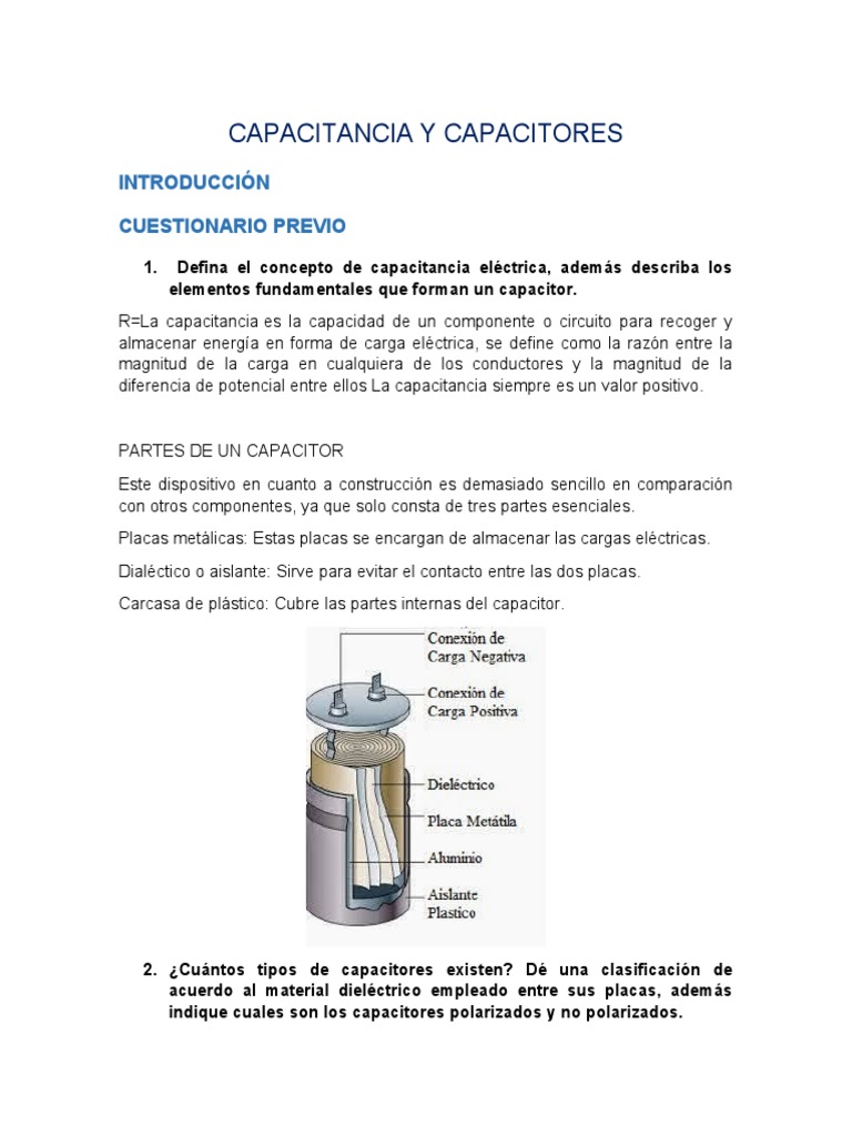 Capacitancia y Capacitores | PDF | Condensador | Diodo emisor de luz