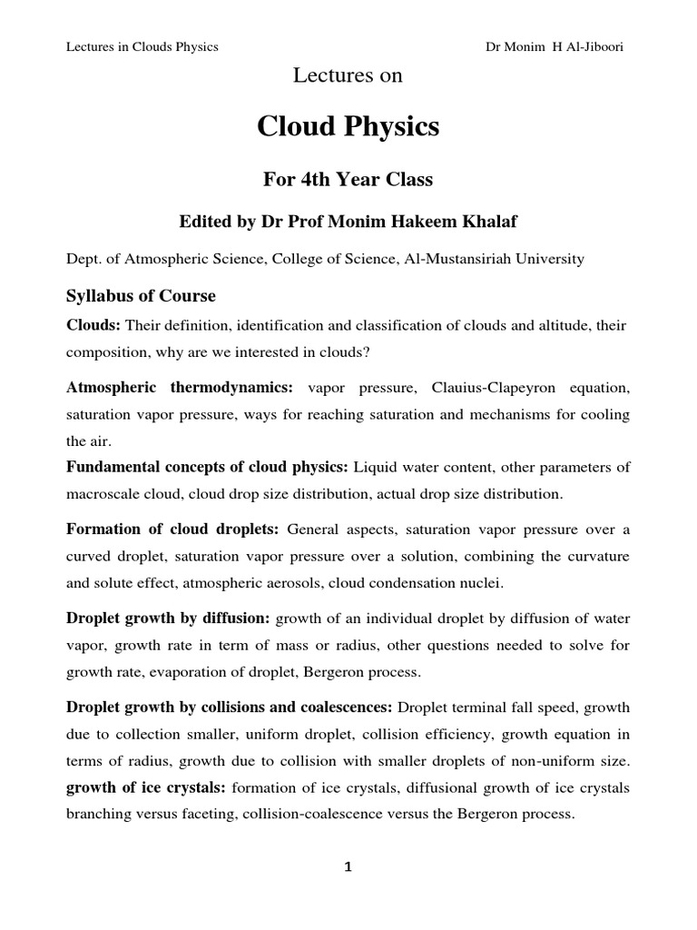 Cloud Physics by Monim | PDF | Nucleation | Cloud