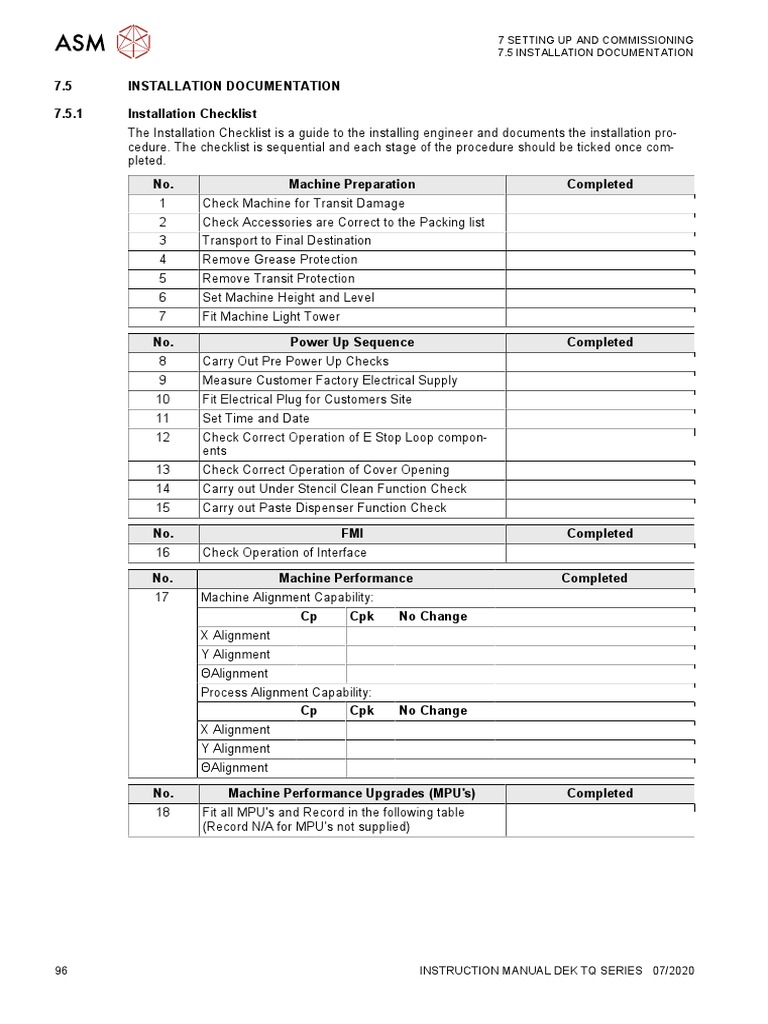 7 Setting Up and Commissioning 7.5 Installation Documentation | PDF ...