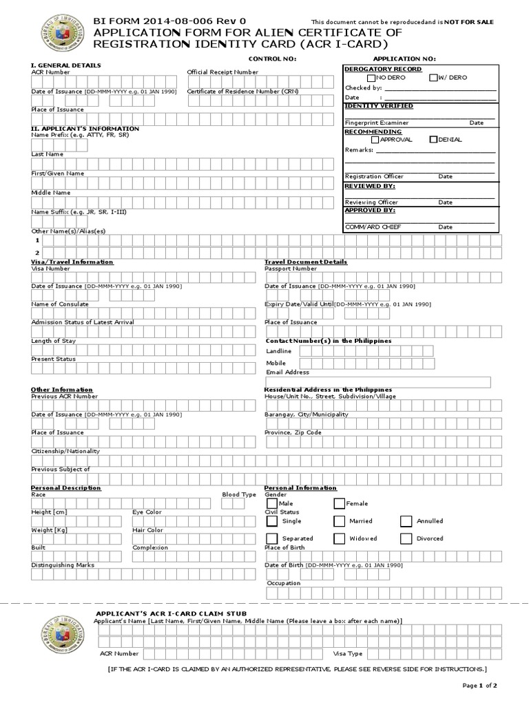 ACR I-Card Application Form | PDF | Identity Document | Affidavit