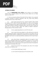 Affidavit of Arrest | PDF | Affidavit | Legal Procedure