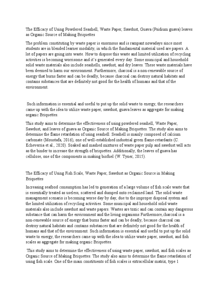 The Efficacy of Using Powdered Seashell | PDF | Cocoa Bean | Waste