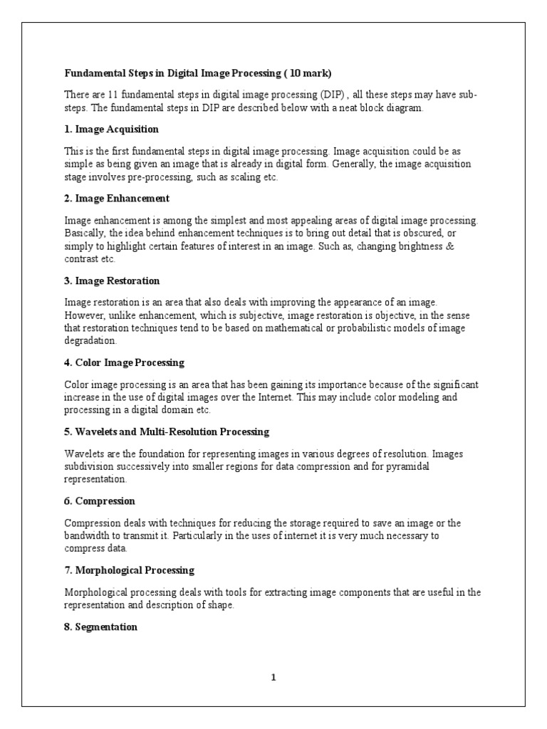 Fundamental Steps in Digital Image Processing | PDF | Data Compression | Discrete Fourier Transform