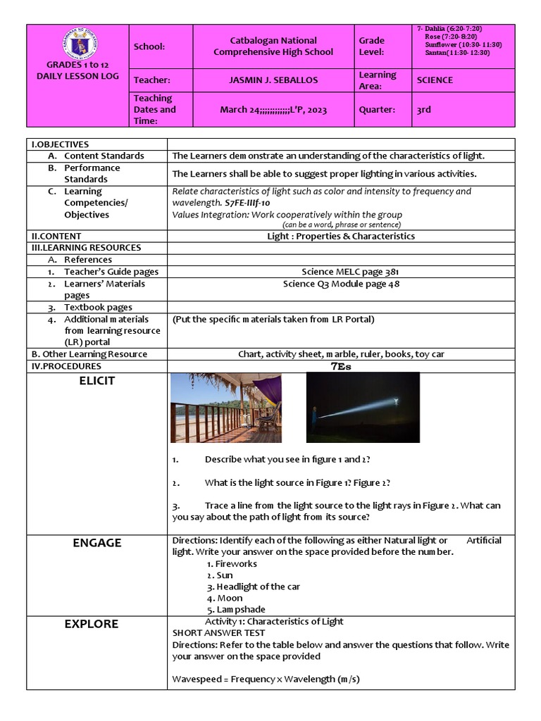 characteristics of light march 20 | PDF | Electromagnetic Spectrum ...