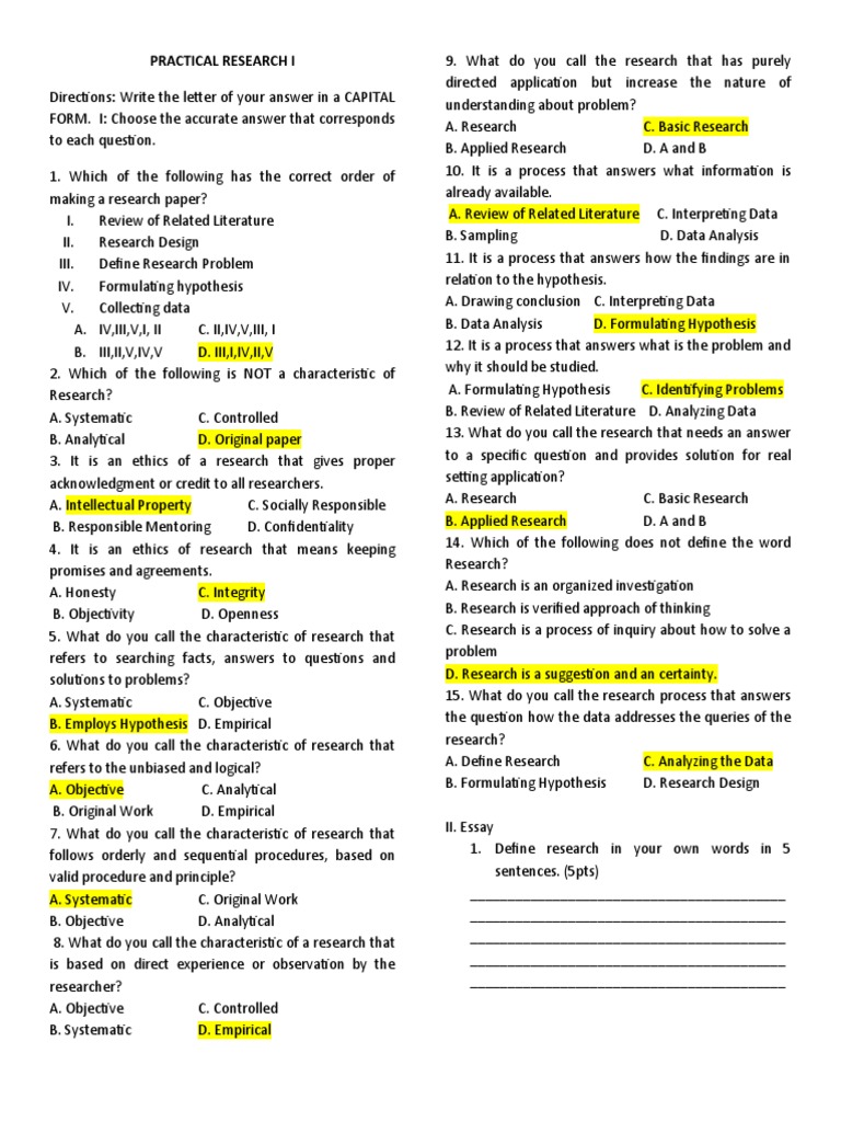 Practical Research 1 Quiz 1 | PDF | Data Analysis | Data