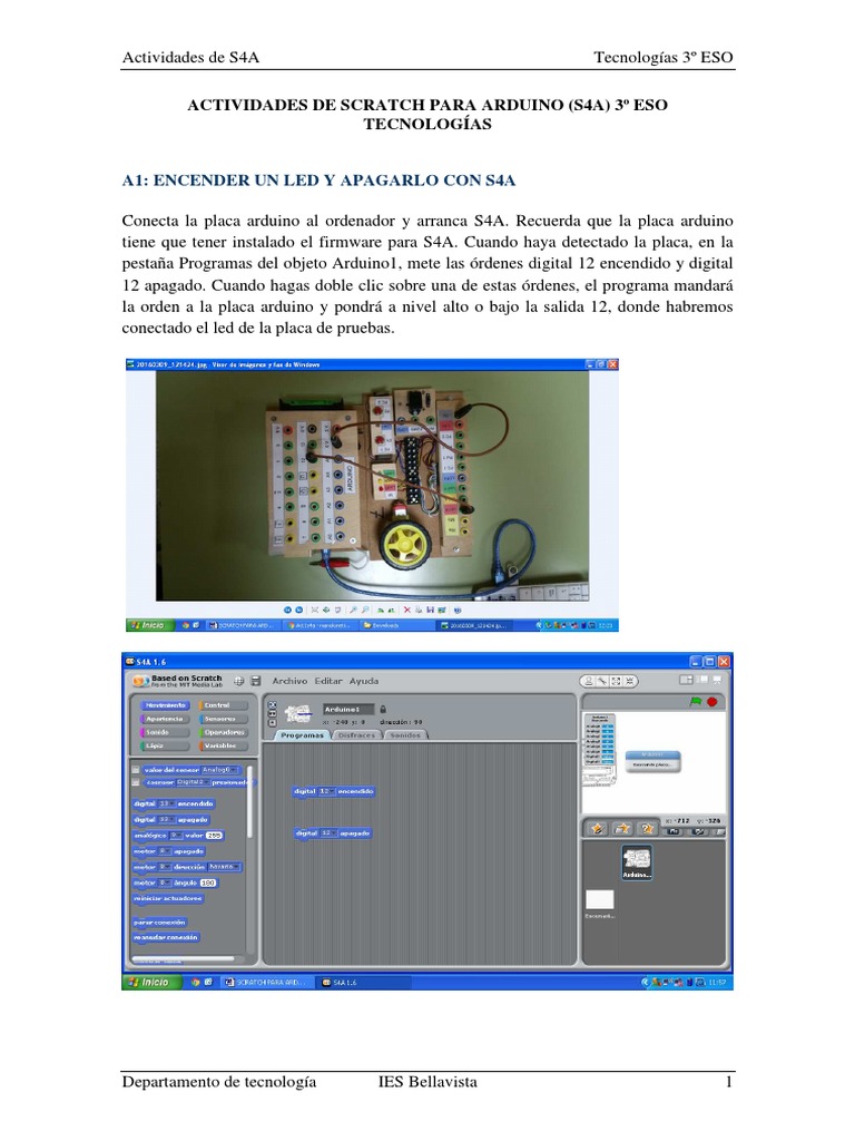 A1: Encender Un Led Y Apagarlo Con S4A: Actividades de Scratch para ...