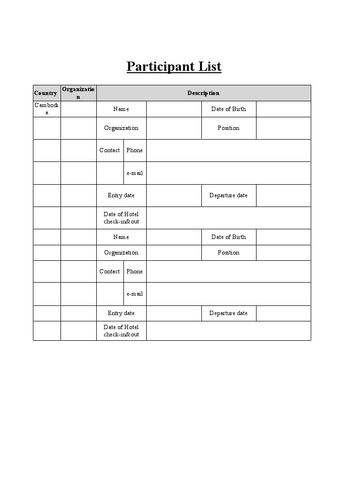 Participant List for Event Registration | PDF | Finance & Money Management
