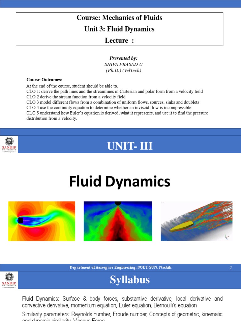 Mechanics of Fluids Unit 3 Fluid Dynamic | PDF | Fluid Dynamics | Reynolds Number