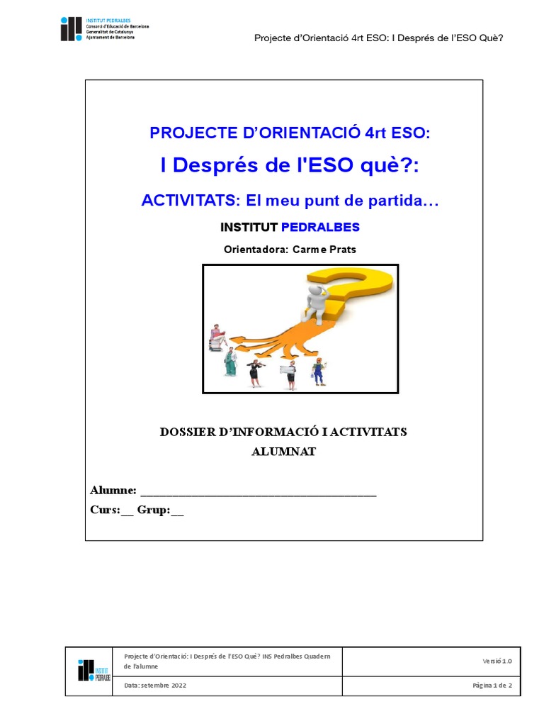 Activitats - El Meu Punt de Partida - Orientació 4t dESO | PDF