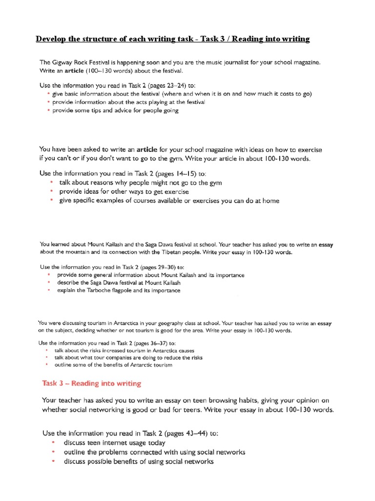 Analyse The Writing Tasks B1 | PDF | Language Arts & Discipline | Computers