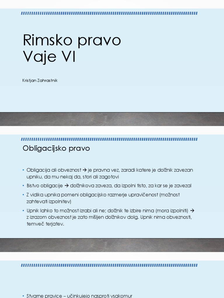 Rimsko Pravo - Vaje VI 22-23 | PDF