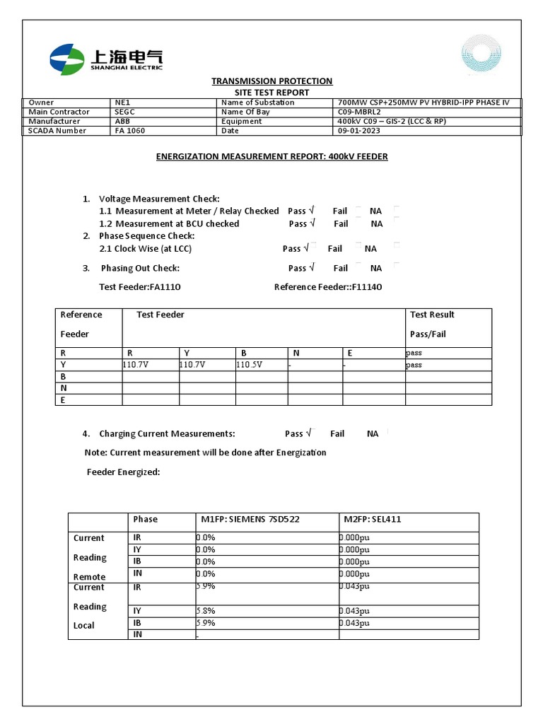 Energization Test Format | Download Free PDF | Manufactured Goods ...