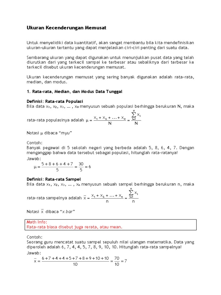 Ukuran Kecenderungan Memusat Data Tunggal | PDF