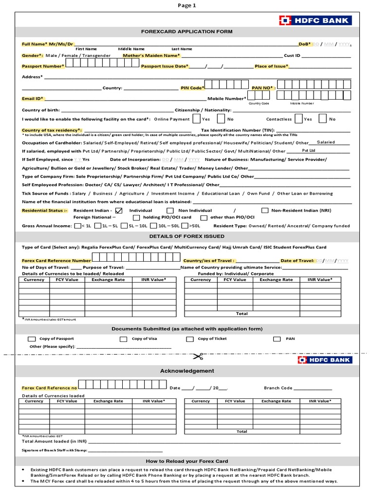 HDFC Application Form | PDF | Identity Document | Banks