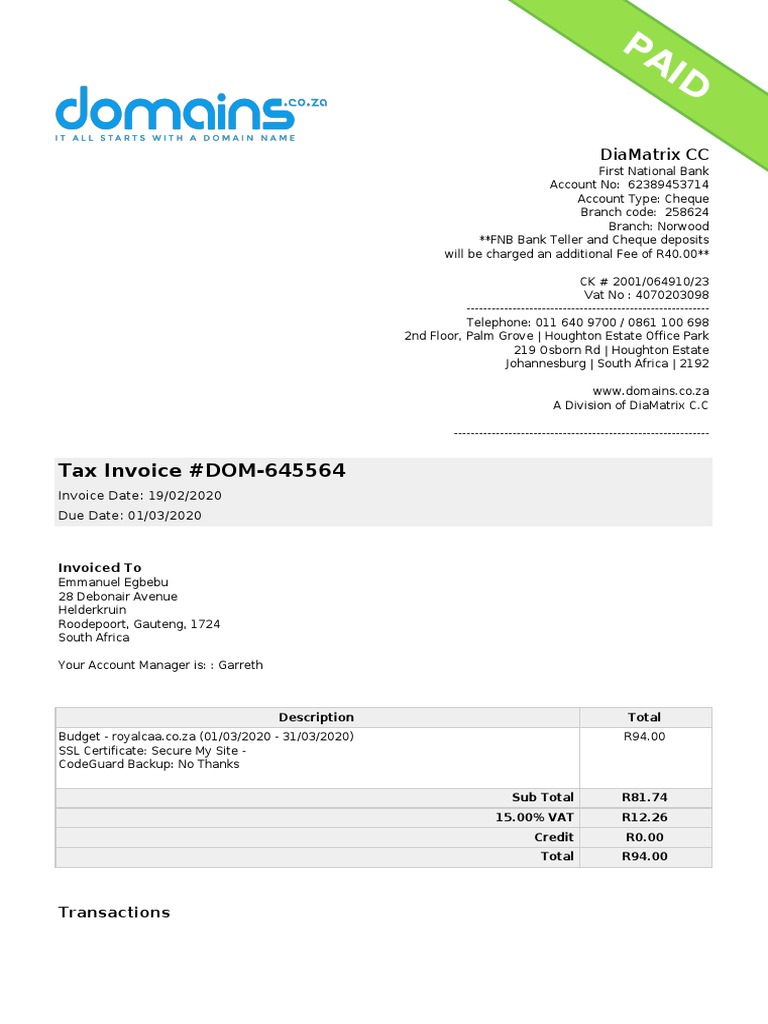 Invoice DOM 645564 | PDF | Government Finances | Banking