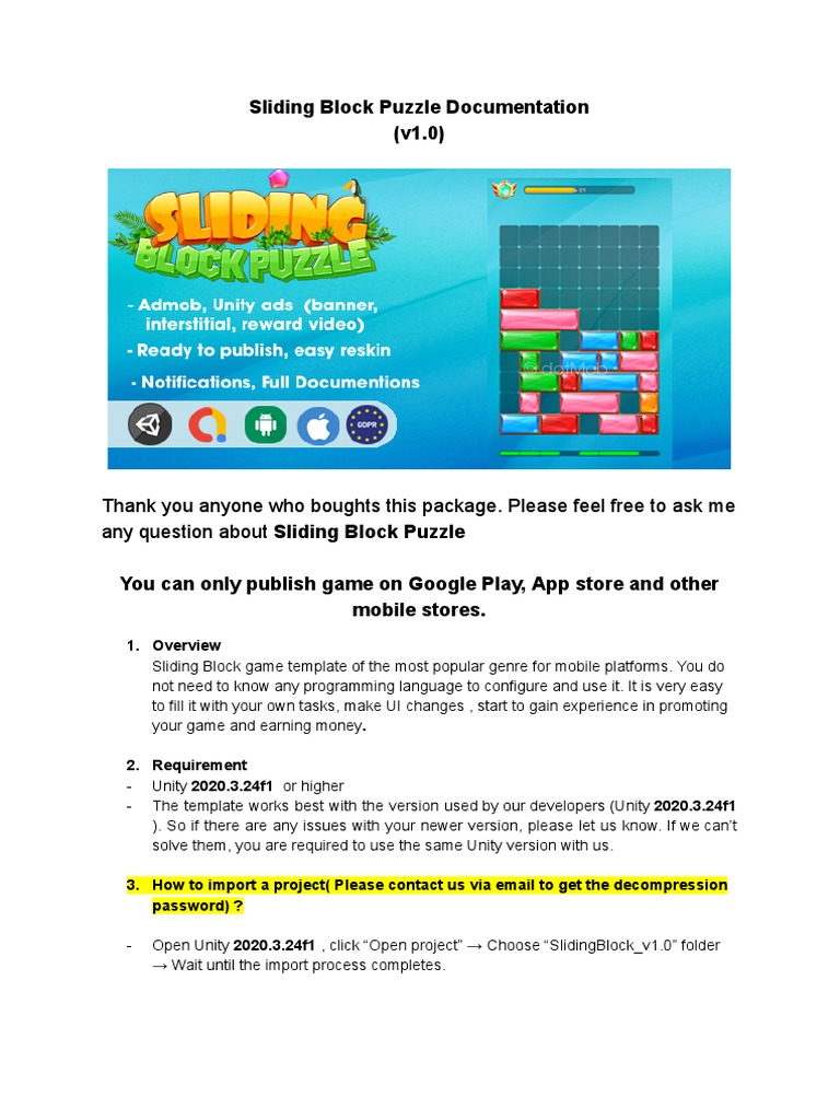 Sliding Block Puzzle Documentations | PDF | Google Play | Android ...