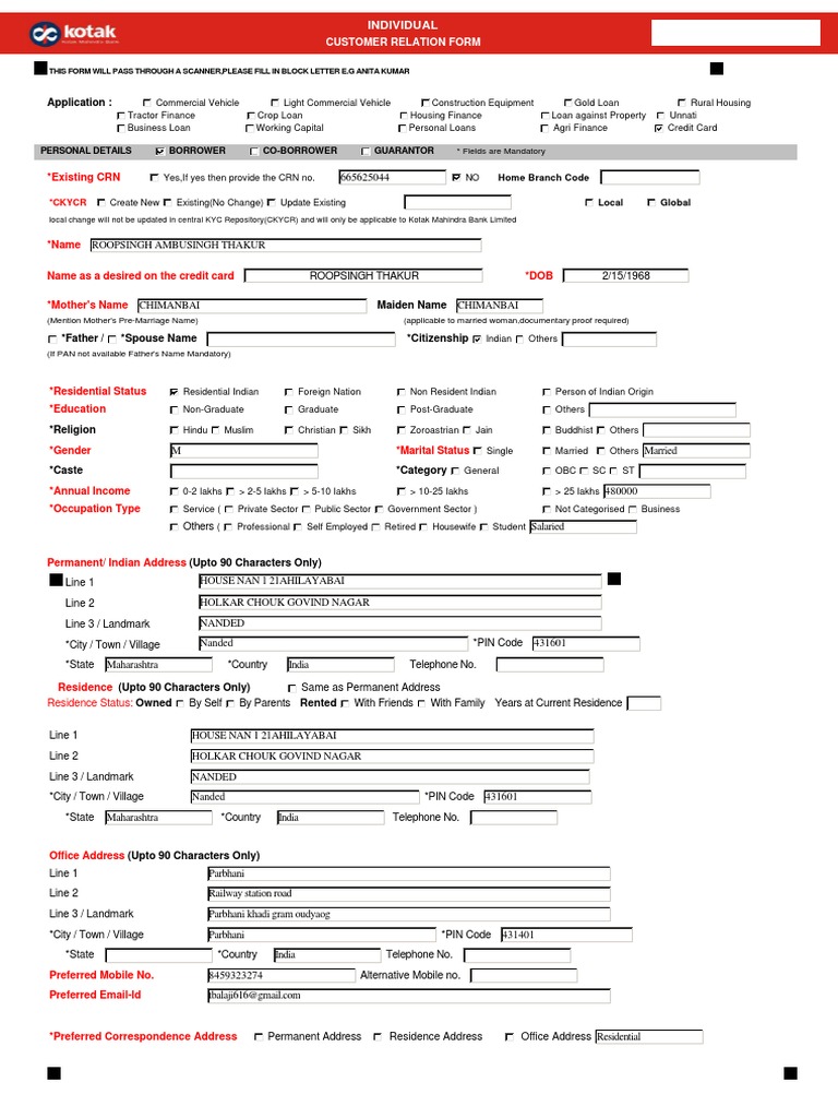 CC Application PDF 230308083626 | Download Free PDF | Identity Document ...
