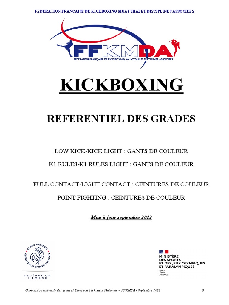 Référentiel des Grades en Kickboxing | PDF | Sports de combat | Sports ...