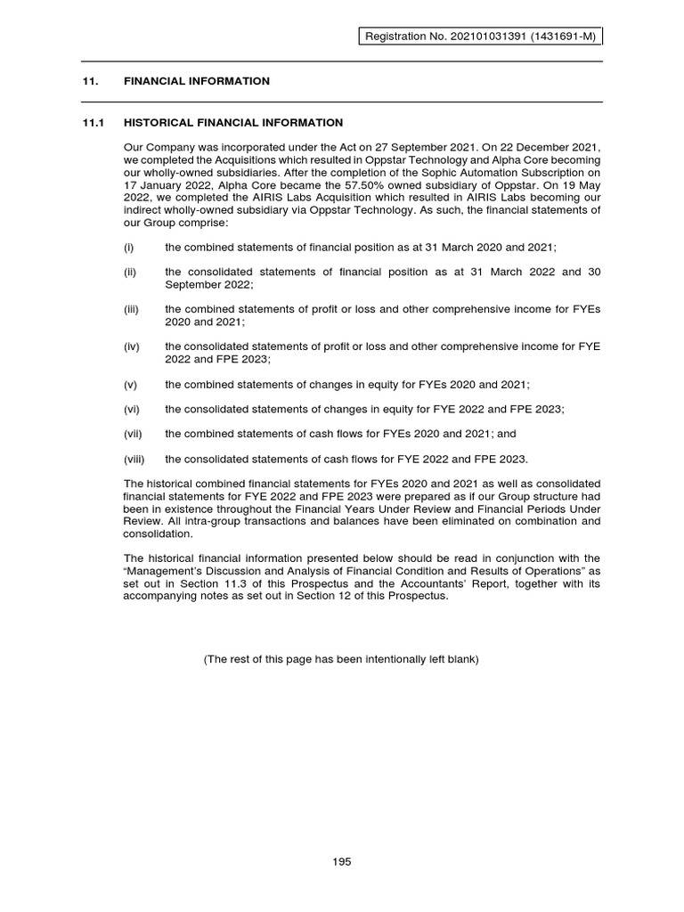 Oppstar - Prospectus (Part 2) | PDF | Equity (Finance) | Fixed Asset