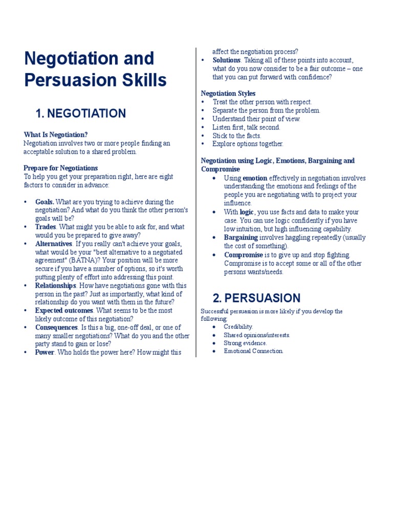 Negotiation Persuasion | PDF
