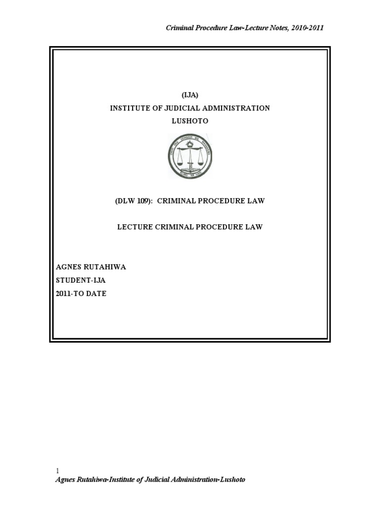 Criminal Procedure Law Overview 2011 | PDF