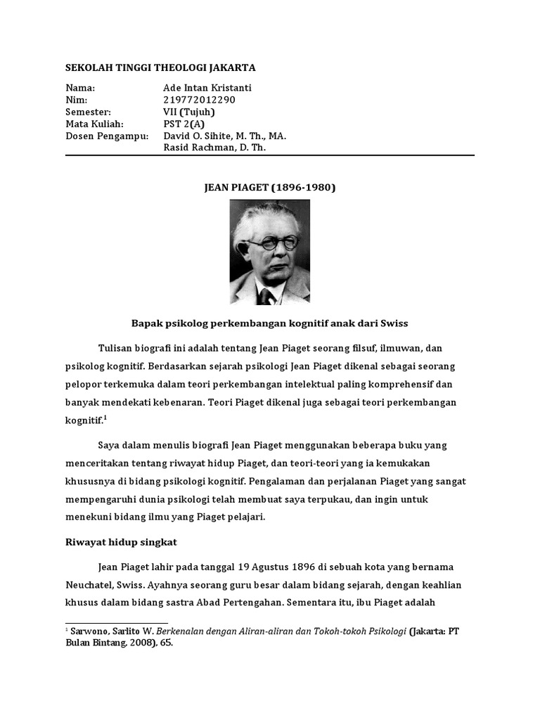 Biografi Singkat Jean Piaget | PDF