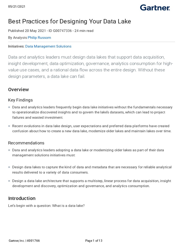 Best Practices For Designing Your Data Lake | PDF | Data | Analytics