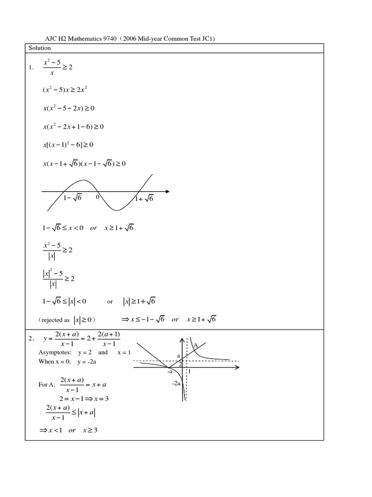 2006 AJC H2 MY Soln | PDF | Numbers | Mathematics