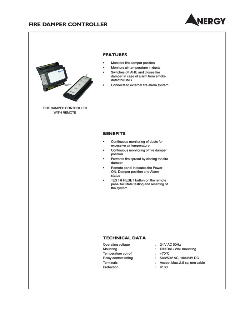 Fire Damper Controller Overview | PDF | Switch | Relay