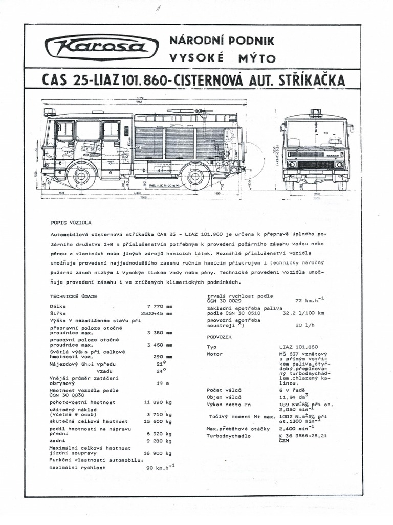 Karosa Technický-List CAS-25 LIAZ 101 | PDF