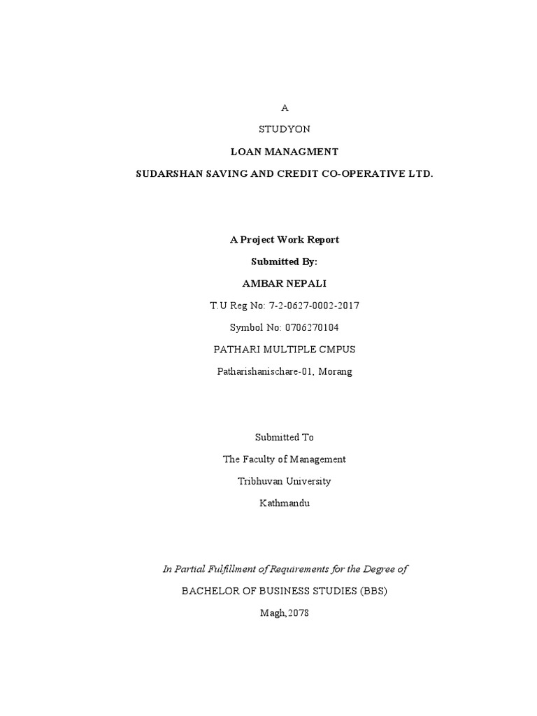 Amar THESIS PART 1 | PDF | Thesis | Credit Union