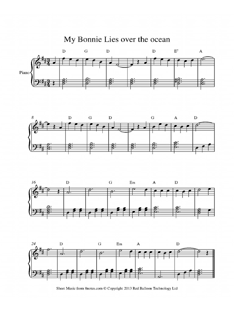 My Bonnie Lies Over The Ocean | PDF