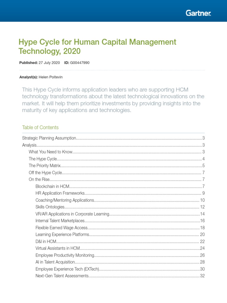 Hype Cycle For Human Capital Management Technology, 2020 | PDF ...