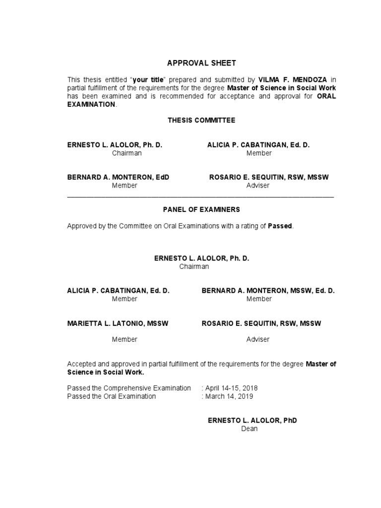 APPROVAL SHEET - Masteral | PDF